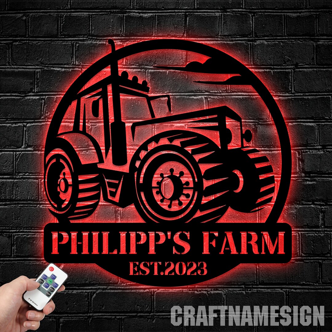 Personalized Tractor Driver Metal Wall Art LED Light, Custom Farm ...