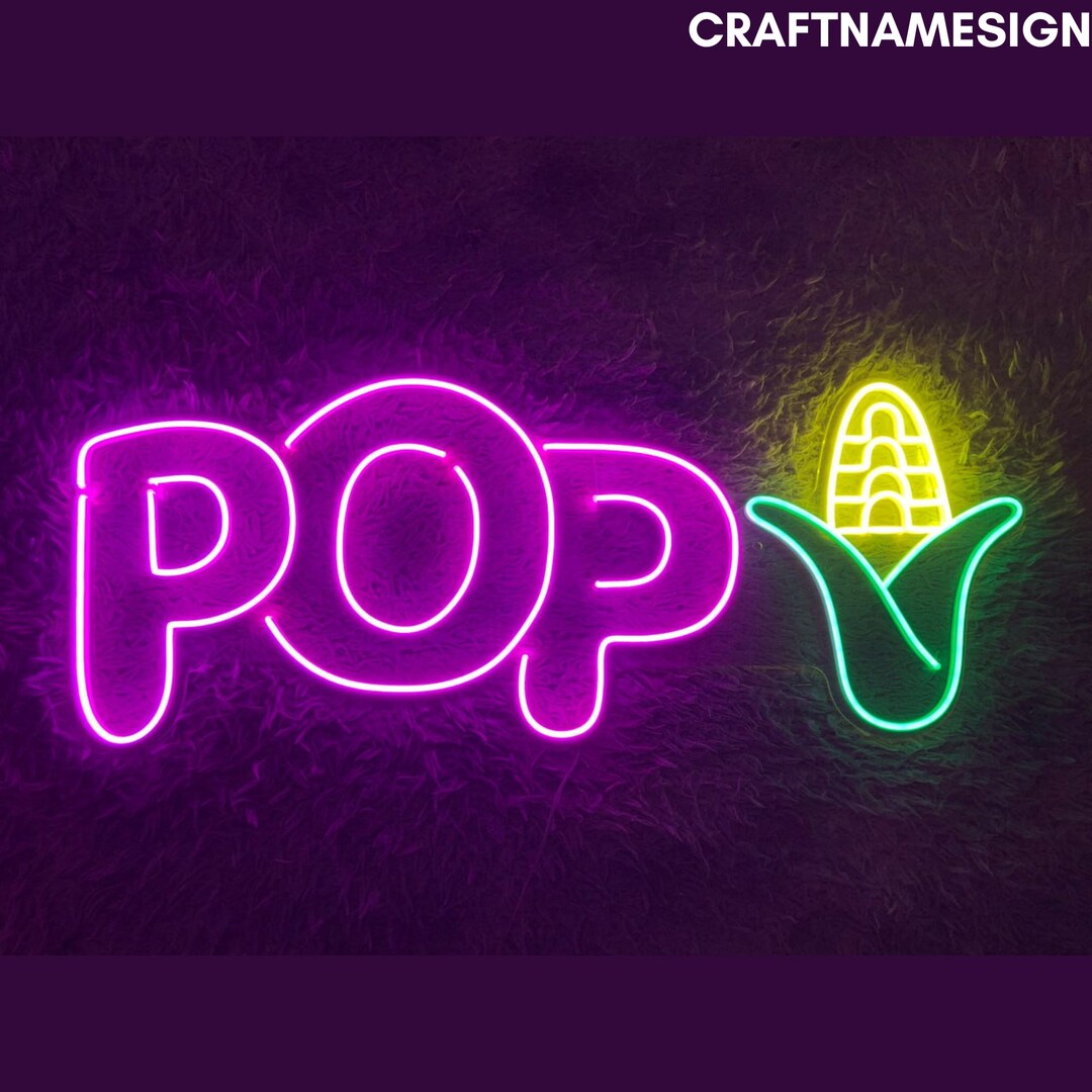 Popcorn Neon Light, Popcorn Bucket Bar Movie Led Sign, Custom Neon Sign ...