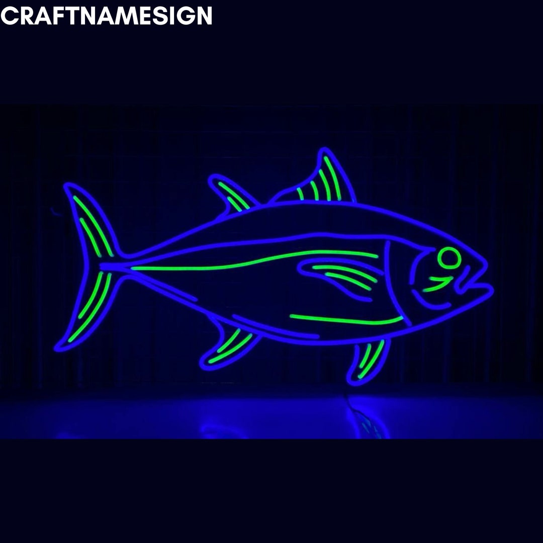 Tuna Fish Led Sign, Atlantic Bluefin Tuna Fish Neon Sign, Custom Neon ...
