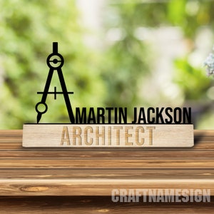 Custom Wooden Architect Desk Name Plate, Architecture Metal Nameplate ...