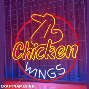 Chicken Wings Neon Sign, Fried Chicken Wings Led Sign, Custom Neon Sign ...