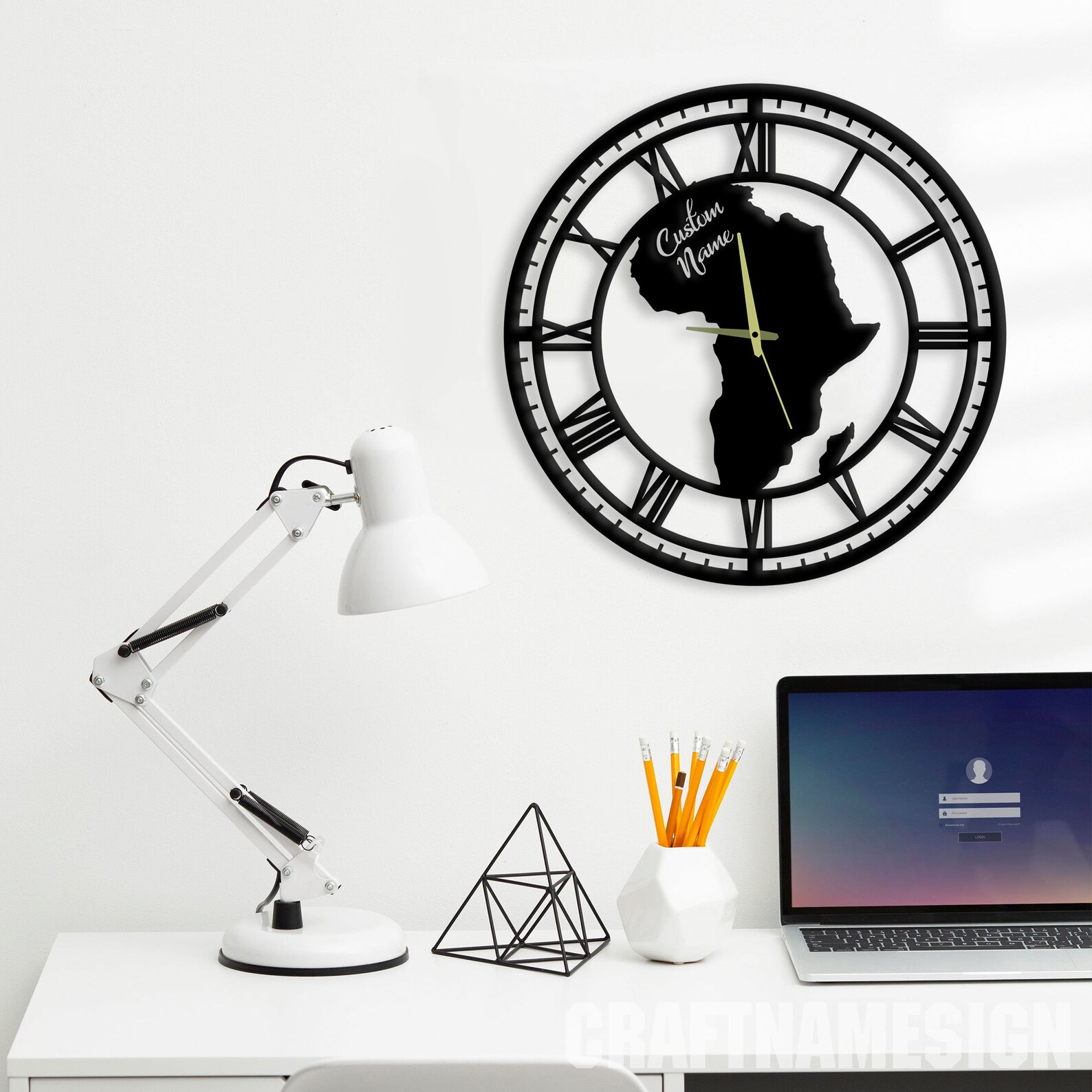 Custom Black Africa Map Metal Wall Clock, Wall Clock Unique for Home ...