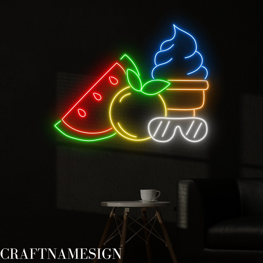 Ice Cream Fruit Neon Sign, Ice Cream Led Sign, Custom Neon Sign, Ice ...