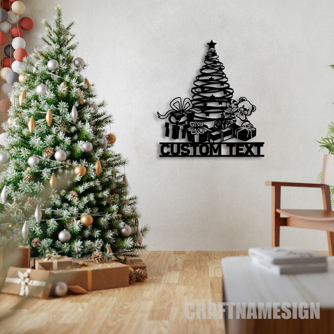 Christmas Tree Metal Wall Art Led Light, Christmas Metal Wall Art ...