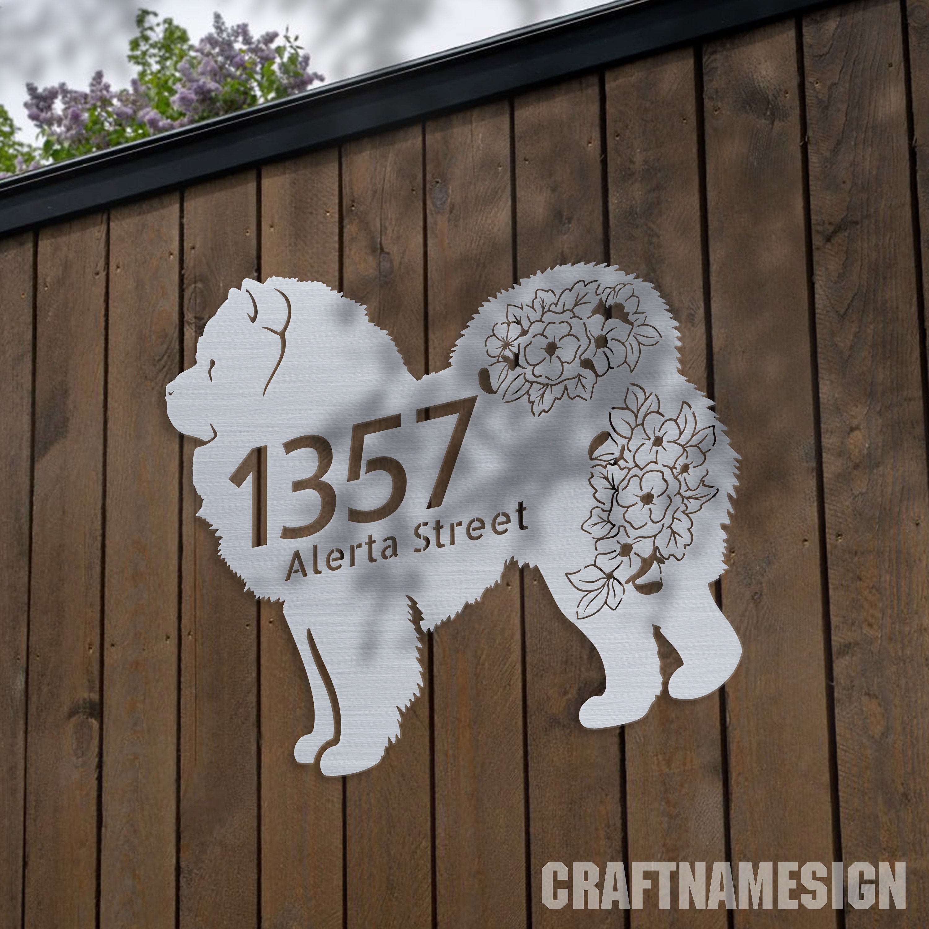 Custom Stainless Steel House Sign, Personalized Chow Chow House Number ...