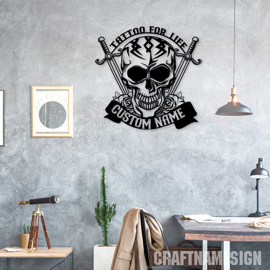 Custom Tattoo Artist Metal Wall Art LED Light, Tatto Studio Metal ...