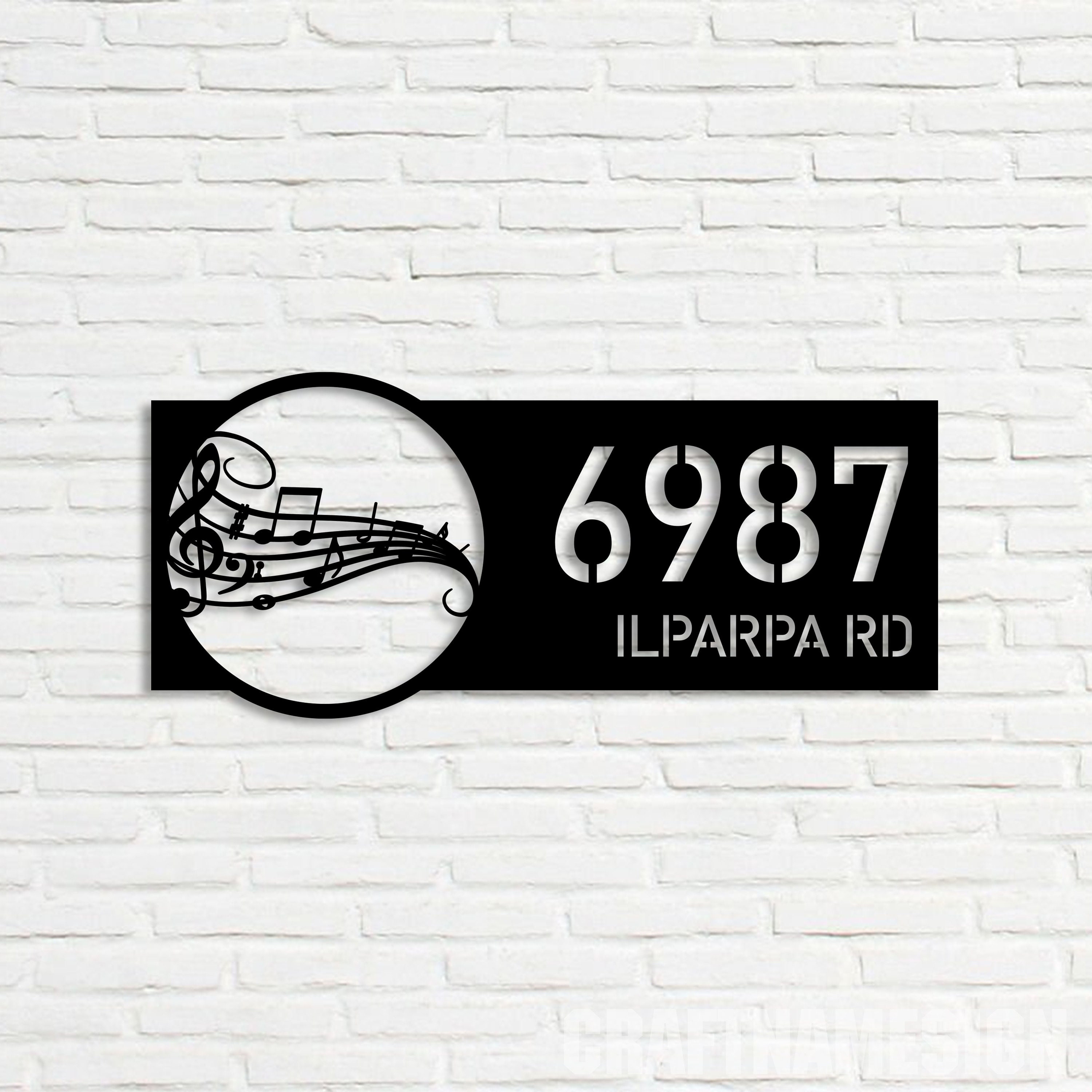 Custom Music Note House Number Metal Address Sign, Music Lover Metal ...
