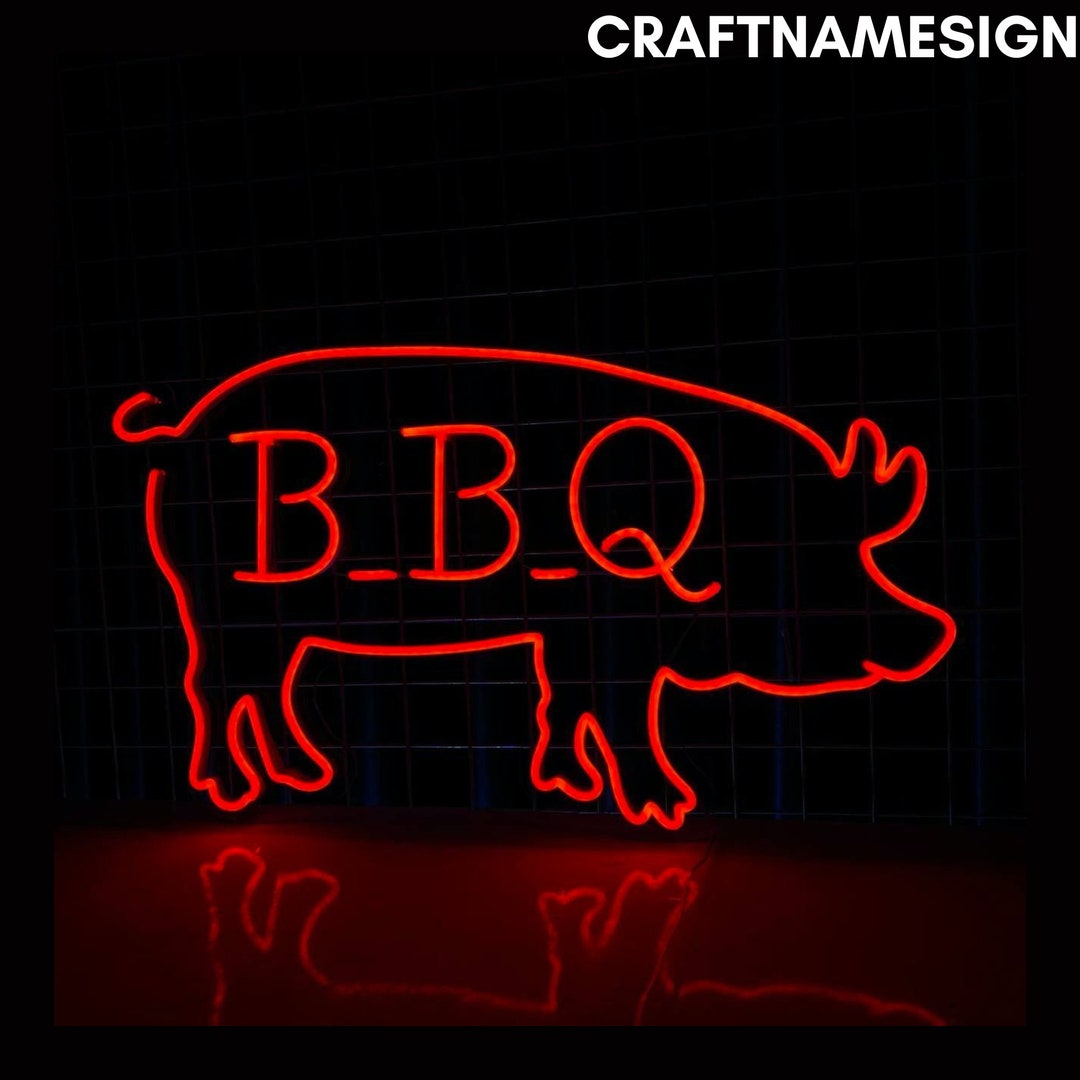 Pork Butcher BBQ Neon Sign, Barbecue Led Sign, Custom Neon Sign, BBQ ...