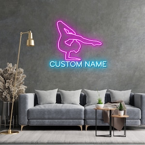 Custom Female Gymnastics Neon Wall Art - Personalized Girl Gymnast Name ...