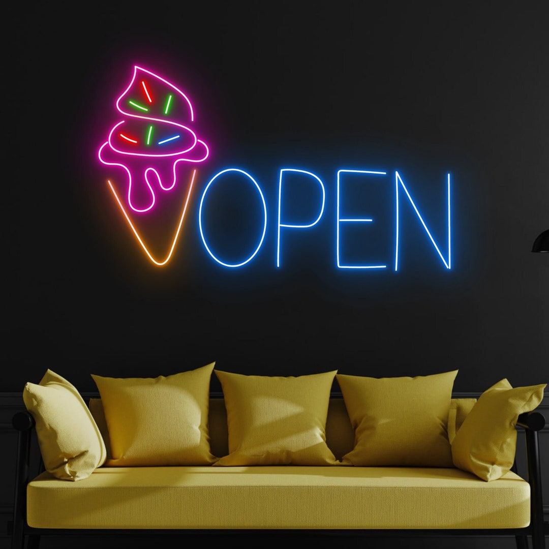 Ice Cream Open Neon Sign, Ice Cream Led Sign, Custom Neon Sign, Ice ...