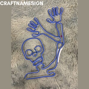 Skeleton Waving Hand Neon Sign, Skeleton Halloween Neon Sign, Custom ...