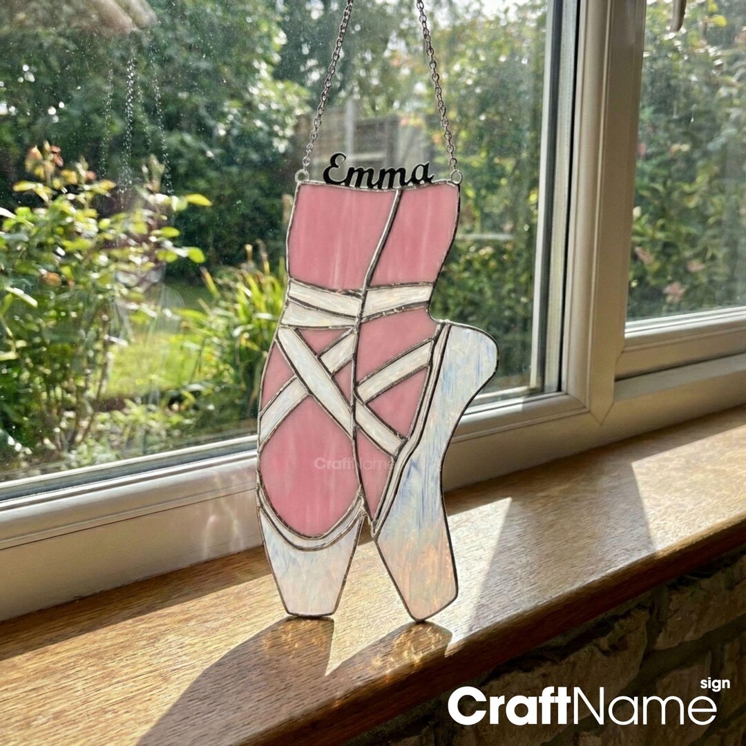 Personalized Ballerina Stained Glass Suncatcher Window Ornament, Custom ...