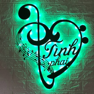 Custom Music Notes Metal Wall Art LED Light - Personalized Music Notes ...