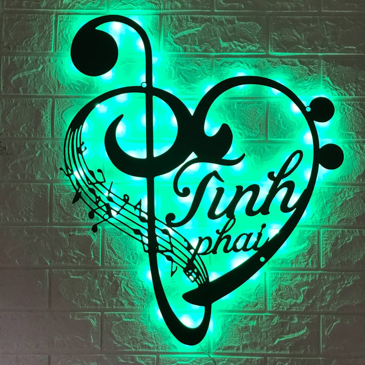 Custom Music Notes Metal Wall Art LED Light - Personalized Music Notes ...