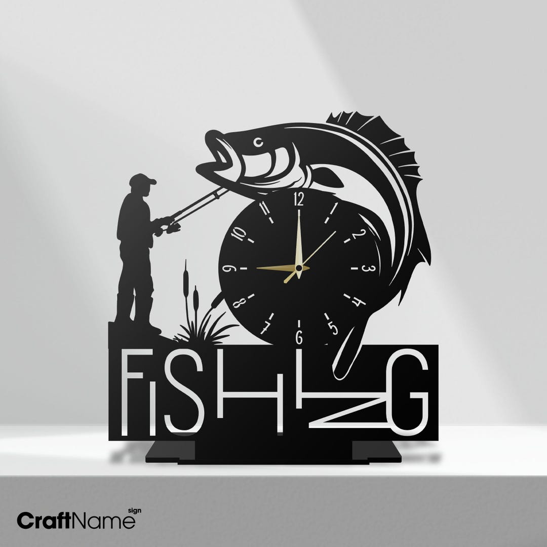 Bass Fishing Tabletop Clock Metal Sign, Personalized Fisherman Name ...