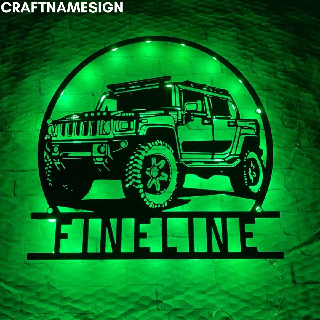 Custom Hummer Car Metal Sign, Hummer Car Led Sign, Personalized Hummer ...