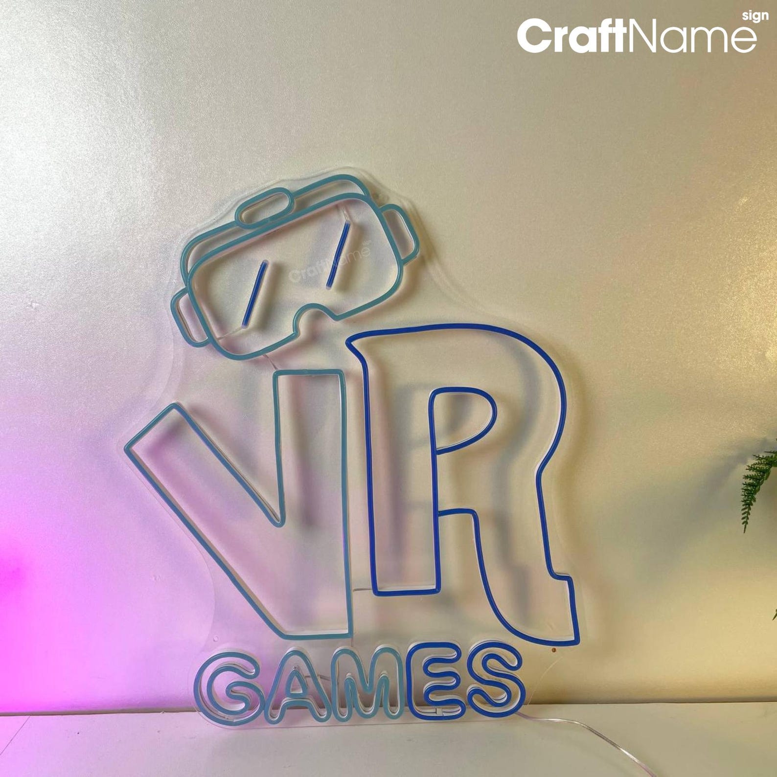 VR Games Neon Light Sign, Virtual Reality Glasses LED Wall Art for ...