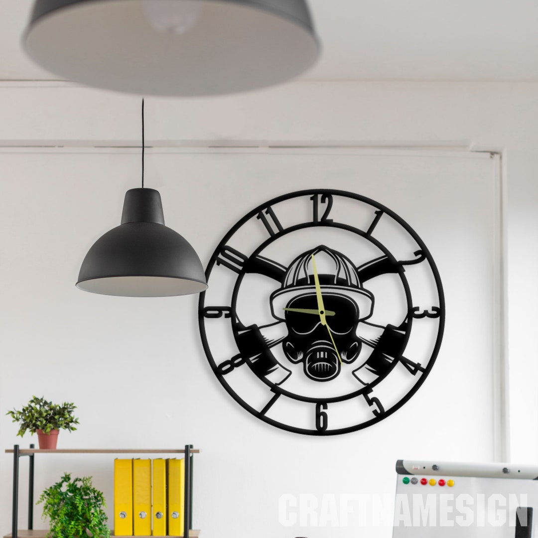 Firefighter Metal Wall Clock, Wall Clock Unique for Home Decor and Wall ...