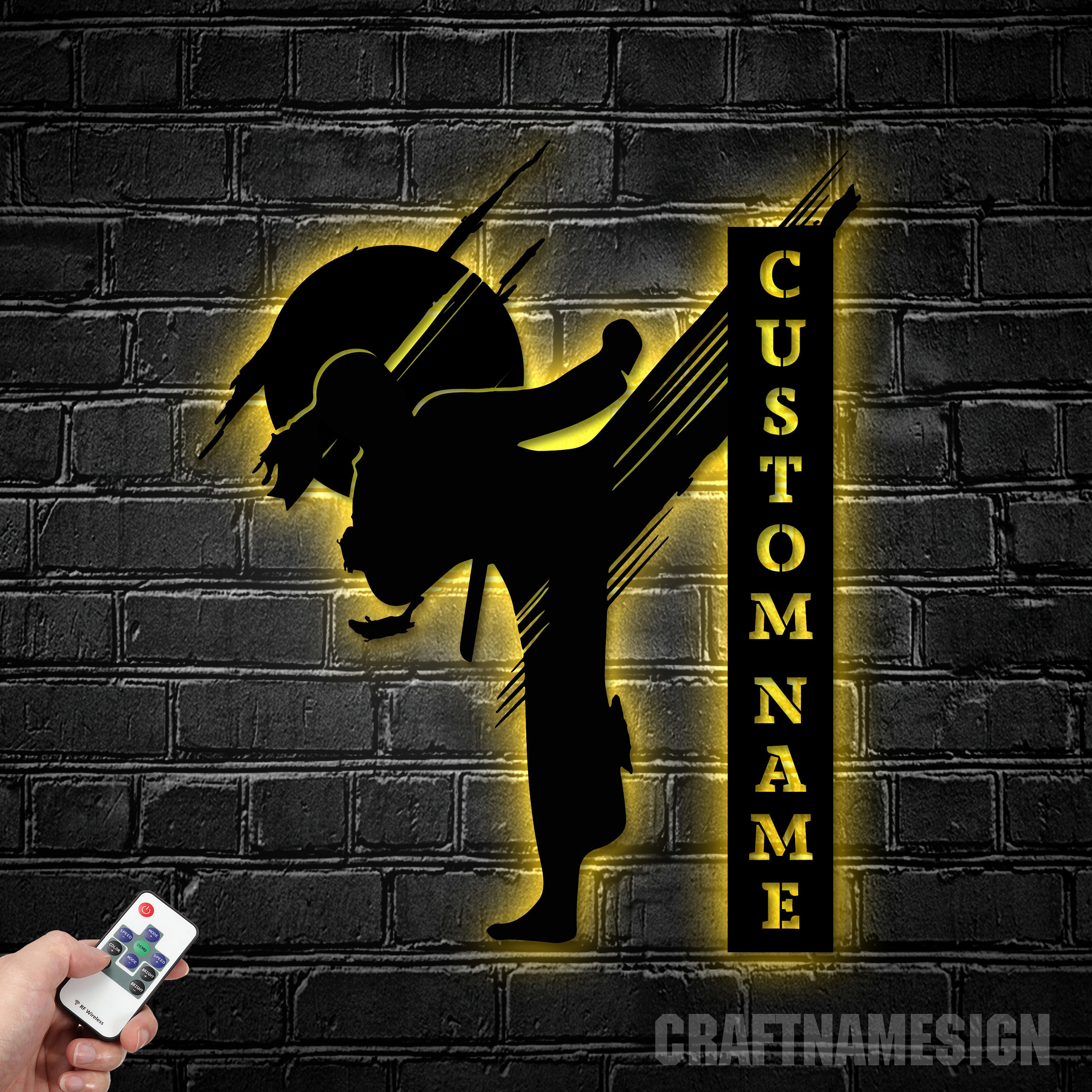 Custom Girl Karate Martial Arts Metal Wall Art With LED Light ...