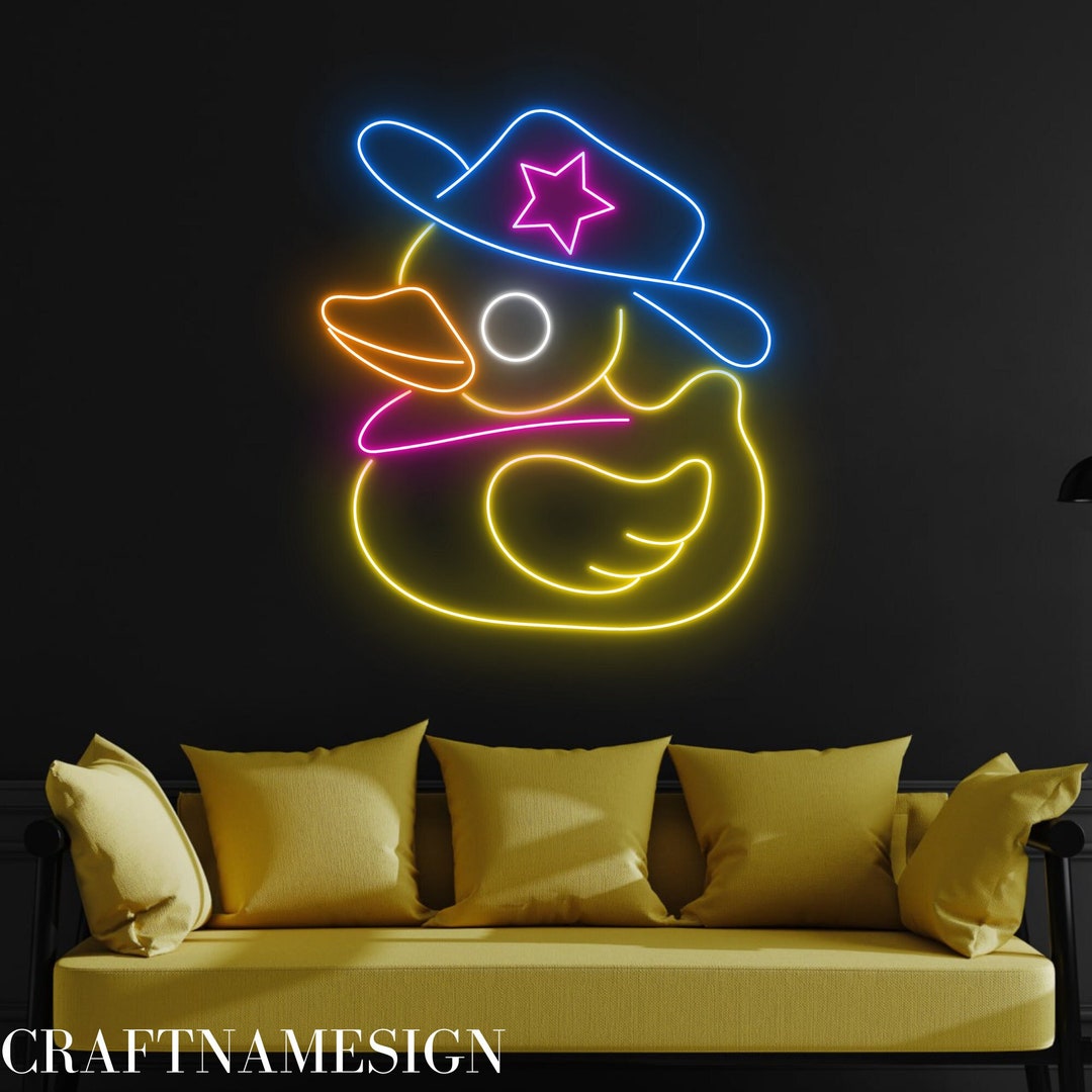 Cute Cowboy Duck Neon Sign, Cowboy Duck Led Sign, Custom Neon Sign ...