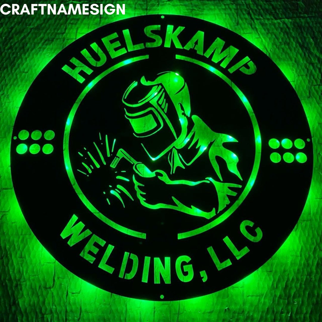 Custom Welding Business Metal Sign, Welding Led Sign, Personalized ...