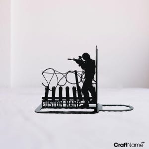 Custom Soldier Metal Bookend, Personalized Veterans Memorial Book Ends ...