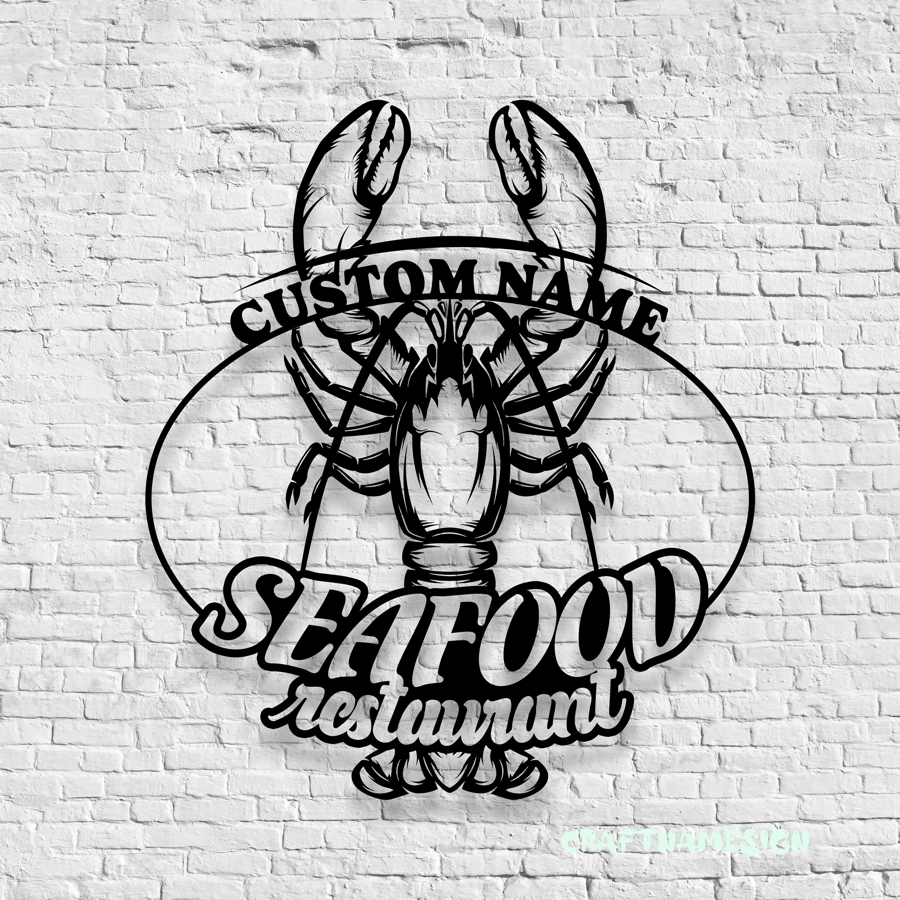 Custom Lobster Seafood Metal Wall Art LED Light | Personalized Crayfish ...
