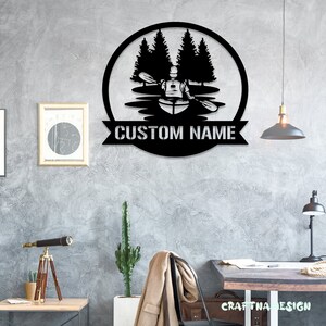Custom Kayak Lake Life Metal Wall Art LED Light - Personalized Kayaker ...