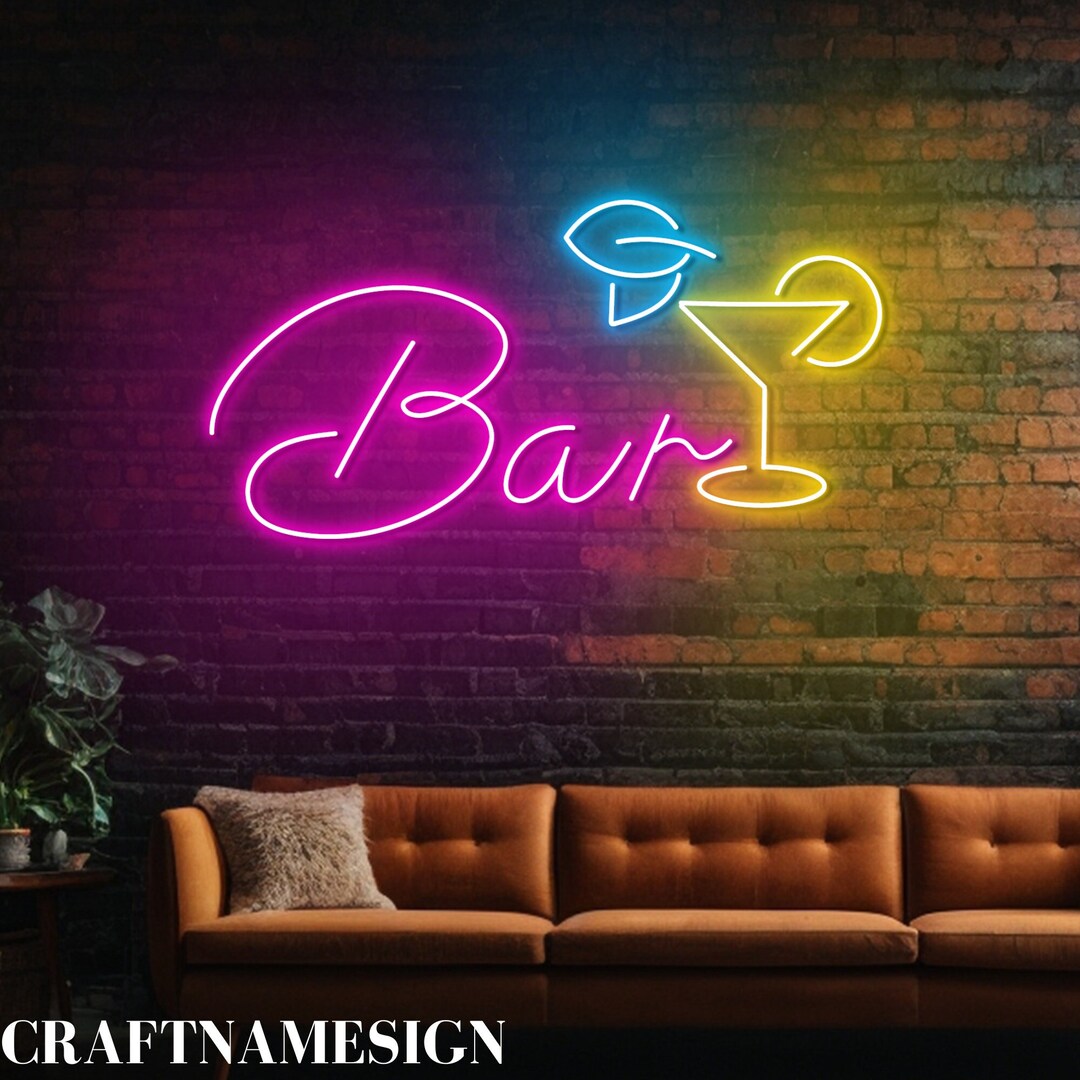 Open Bar Neon Signboard, Cocktail Bar Led Light, Custom Neon Sign, Open ...