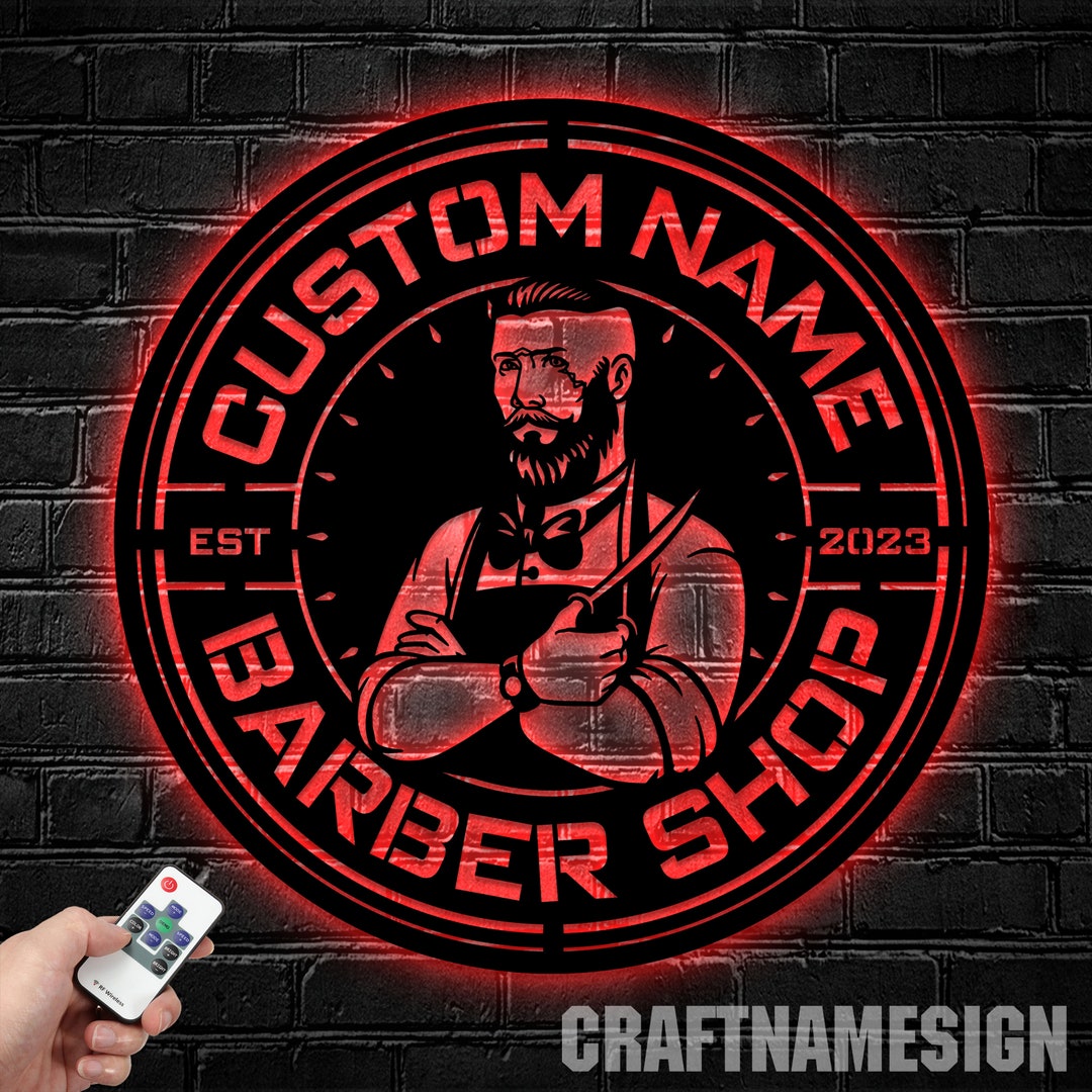 Personalized Barber Shop Name Sign Decoration, Custom Hairstylist Metal ...