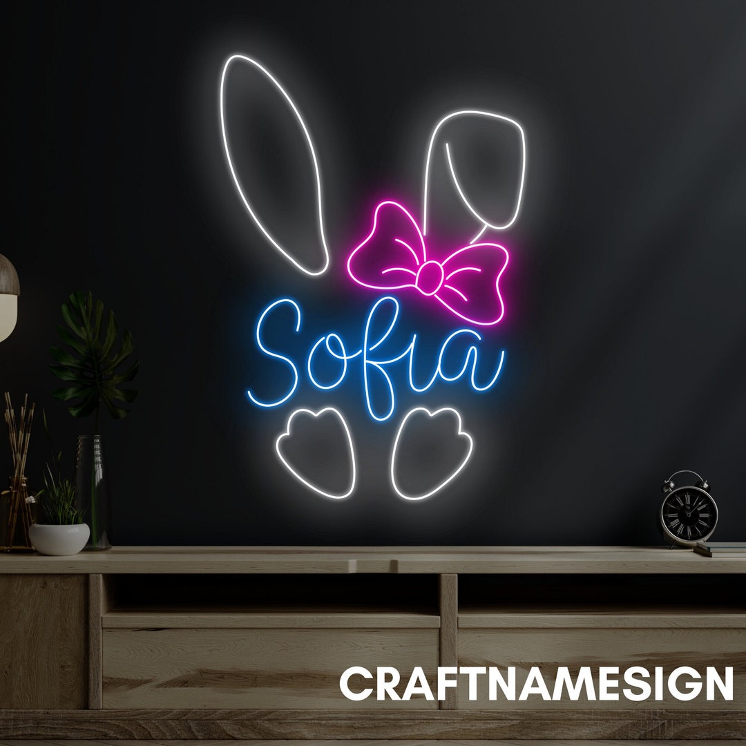 Custom Girl Name Bunny Neon Sign, Custom Name Bunny Led Sign, Custom ...