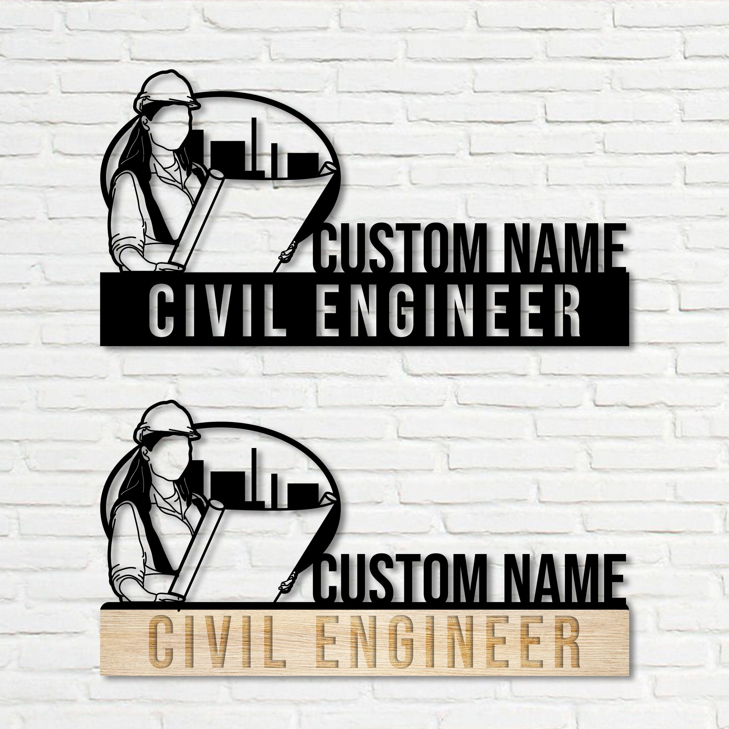 Custom Wooden Female Civil Engineer Desk Name Plate, Engineer Metal ...