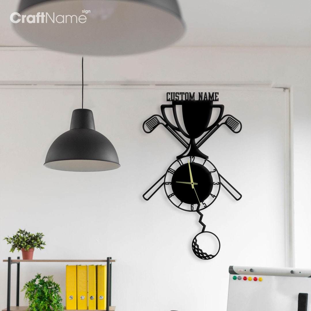 Personalized Golfer Unique Pendulum Silent Movement Acrylic Wall Clock ...
