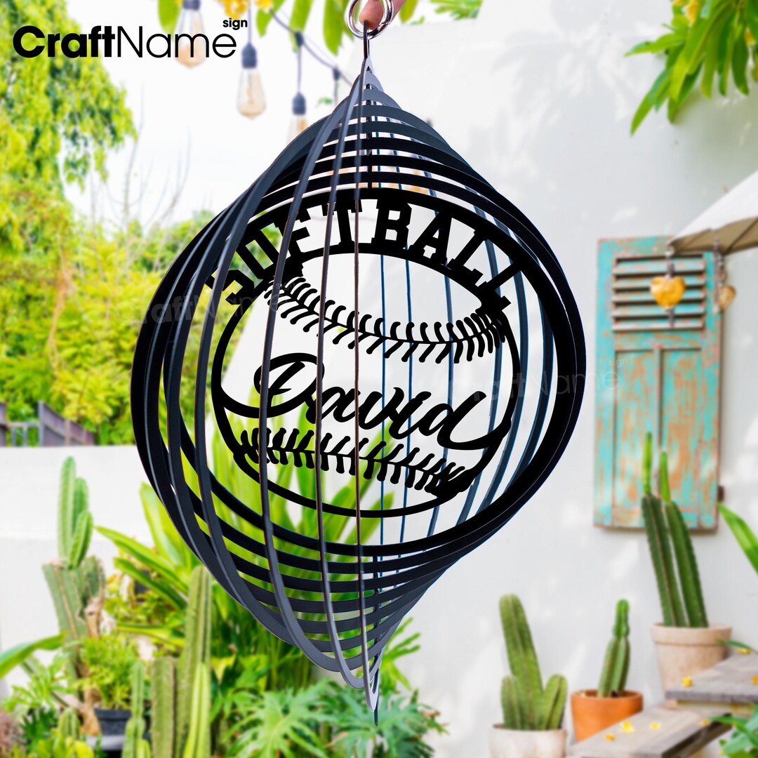 Custom Softball Metal Wind Spinner for Garden Decor, Outdoor Metal ...