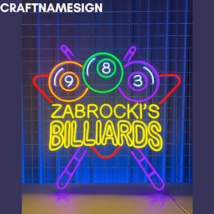 Custom Billiard Pool Neon Sign, Billiards Led Sign, Billiards Neon ...