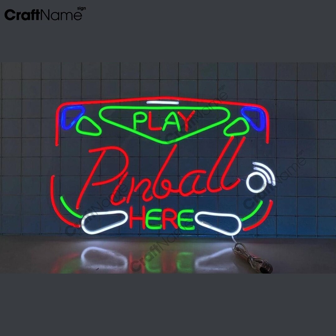 Play Pinball Game Neon Sign, Pinball Game Led Sign, Custom Neon Sign ...