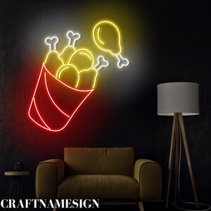 Fried Chicken Neon Sign, Open Fried Chicken Restaurant Led Sign, Custom ...