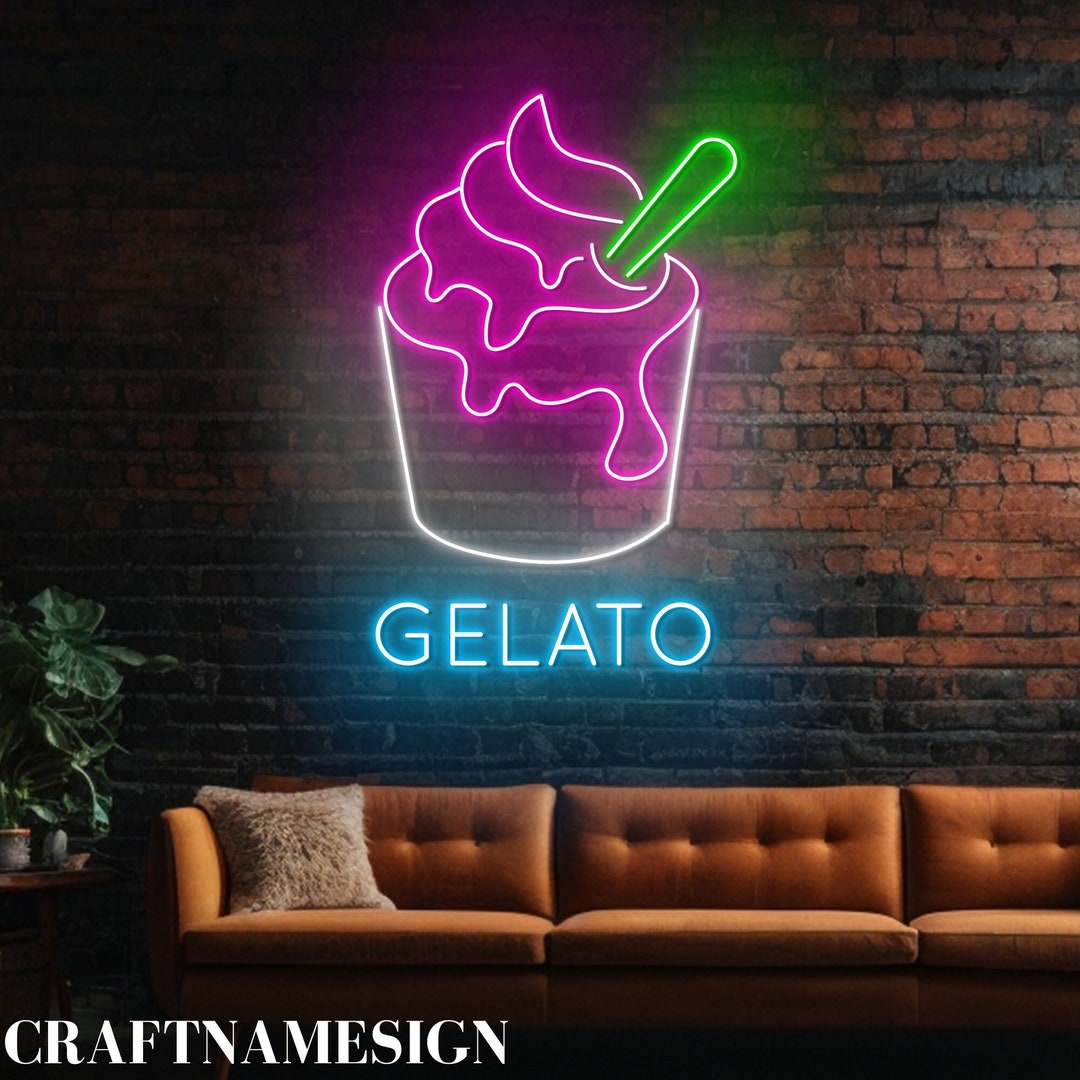 Open Gelato Ice Cream Shop Led Sign, Ice Cream Neon Sign, Custom Neon ...