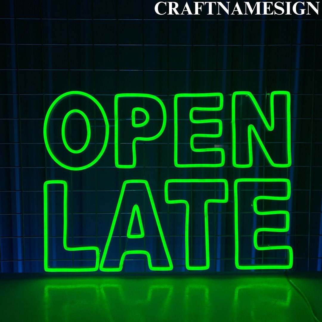 Open Late Neon Sign for Bar Decor, Open Store Shop Logo Led Sign ...