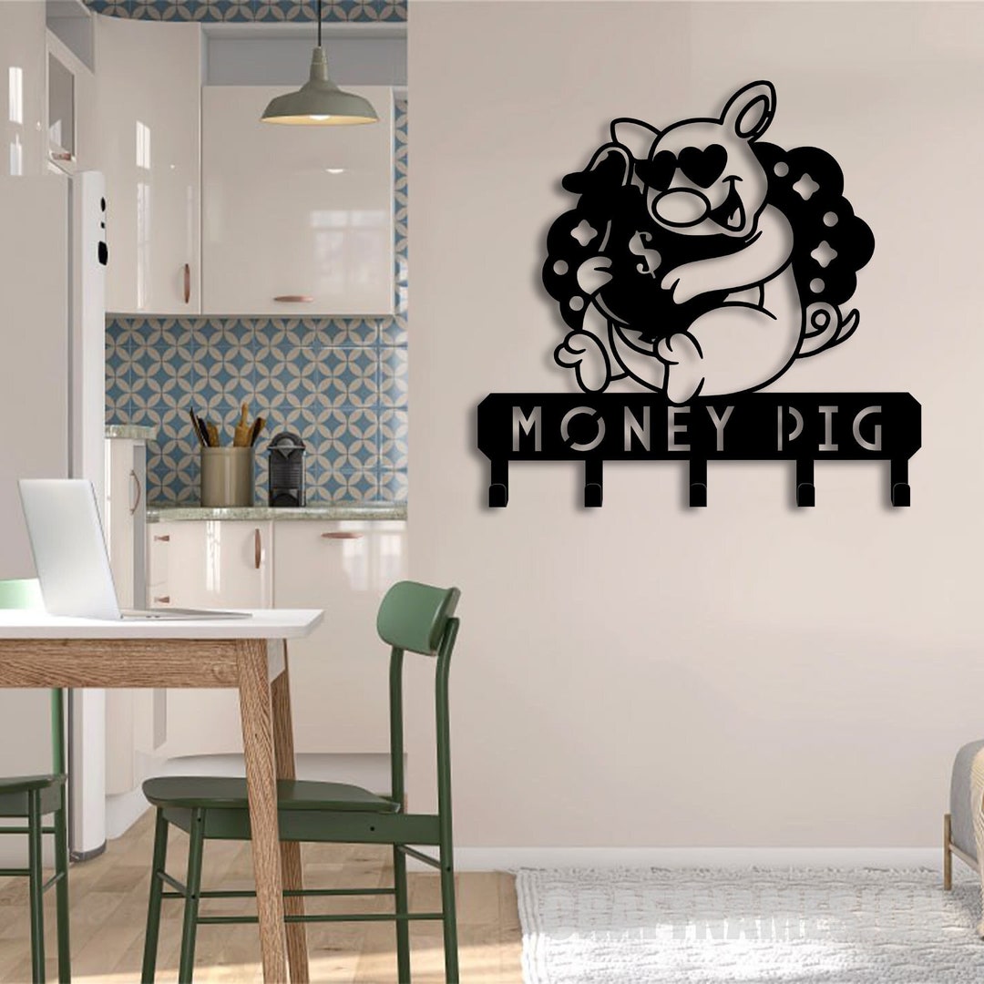 Custom Pig Livestock Metal Key Holder, Animals Decorative Key Holder ...