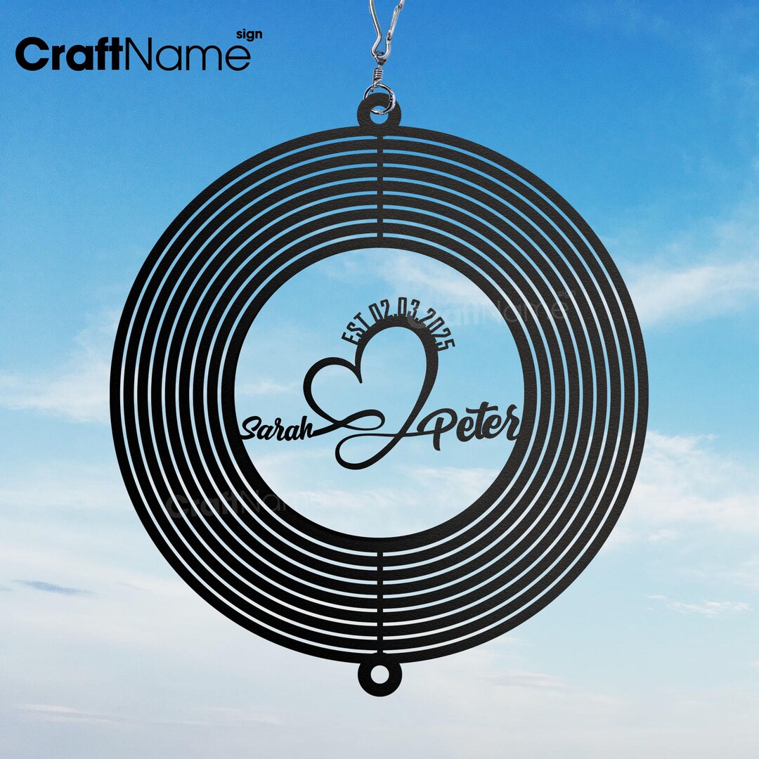 Personalized Lover Name Wind Spinner Wedding Metal Outdoor Hangings ...