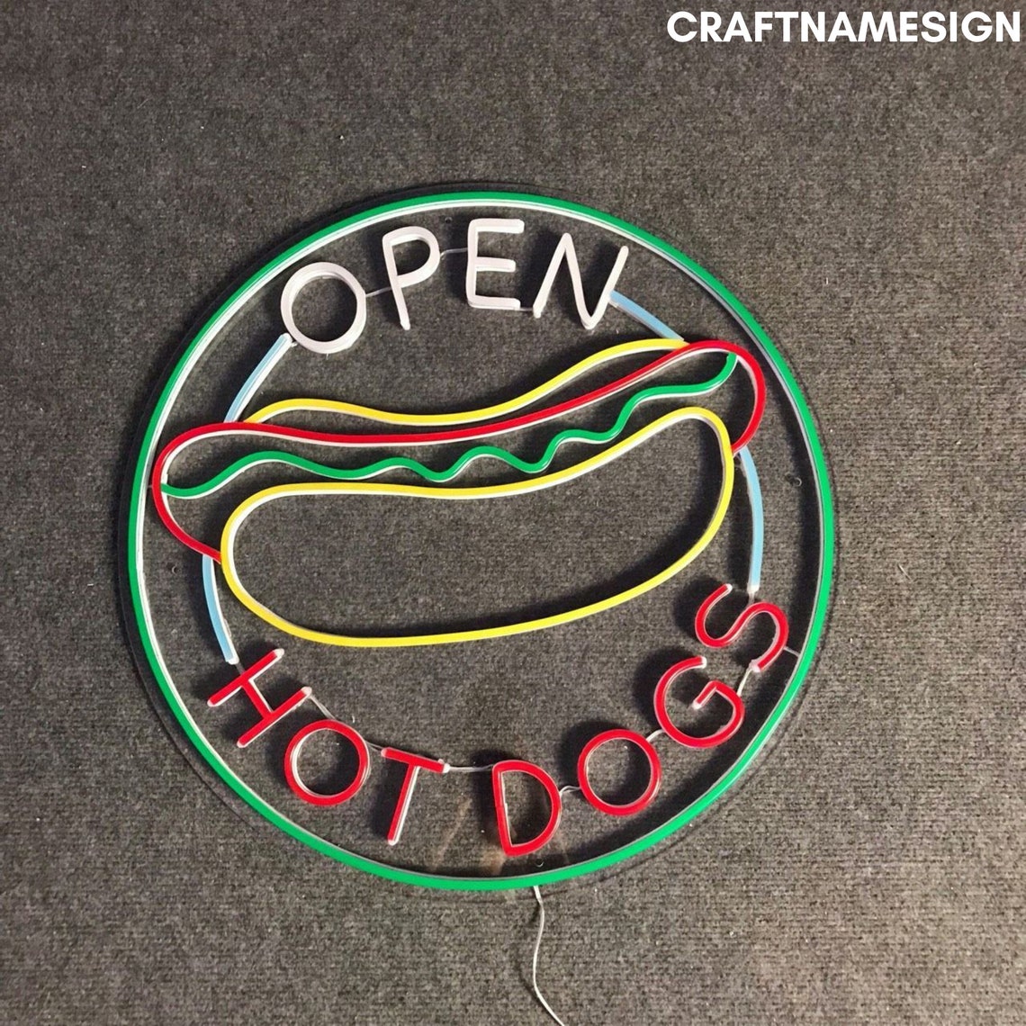 Open Hot Dog Neon Sign, Hot Dog Led Sign, Custom Neon Sign, Fast Food ...