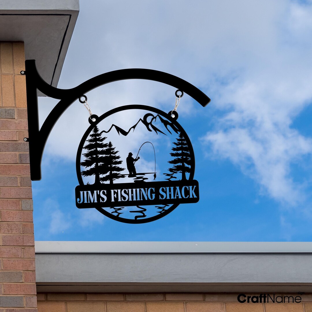 Personalized Fishing Shack Wall Hanging Sign Metal Steel, Large Metal ...