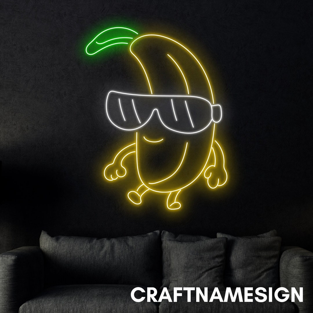 Banana Wearing Sunglasses Led Sign, Funny Banana Neon Sign, Custom Neon ...