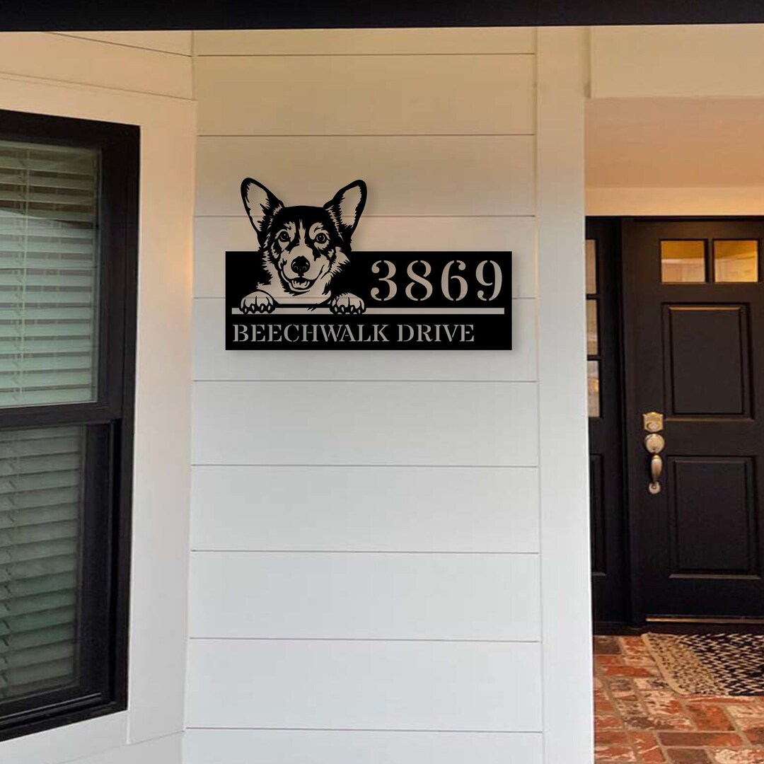 Personalized Shetland Sheepdog Dog, Cute Puppy Metal Address Sign ...