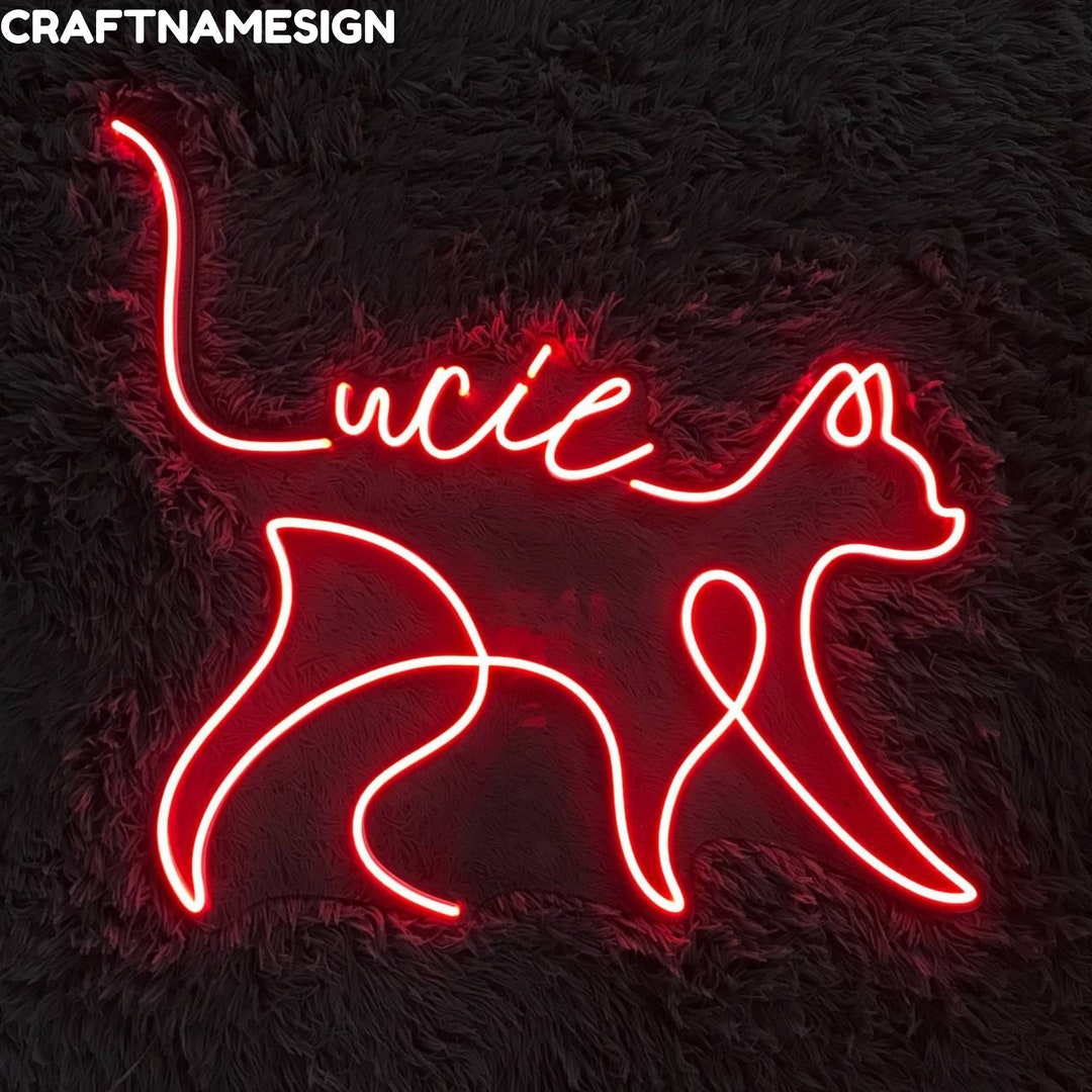 Custom Name Cat Neon Sign, Cat Led Sign, Custom Neon Sign, Gift for Kid ...