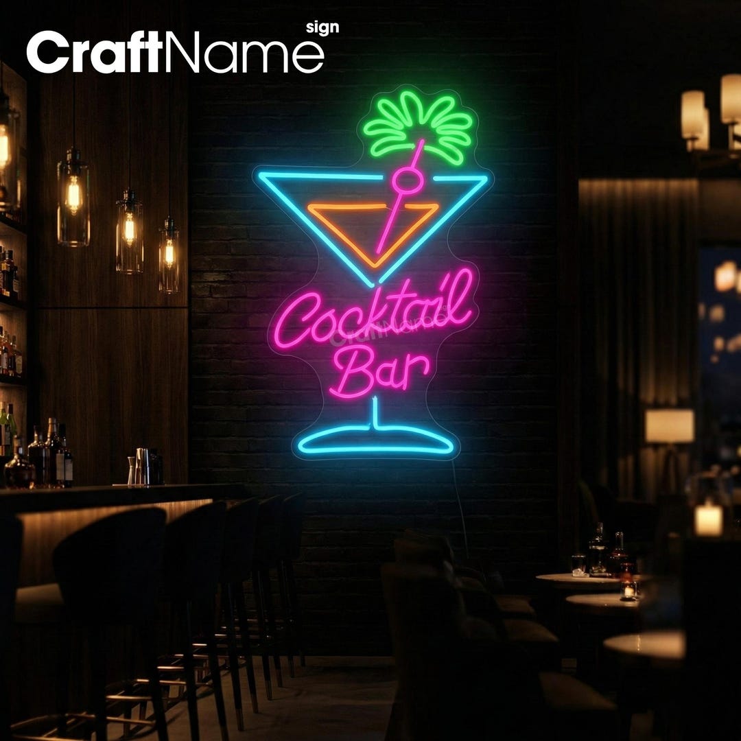 Cocktail Bar Neon Sign, LED Light for Lounge Counter or Pub Styling ...