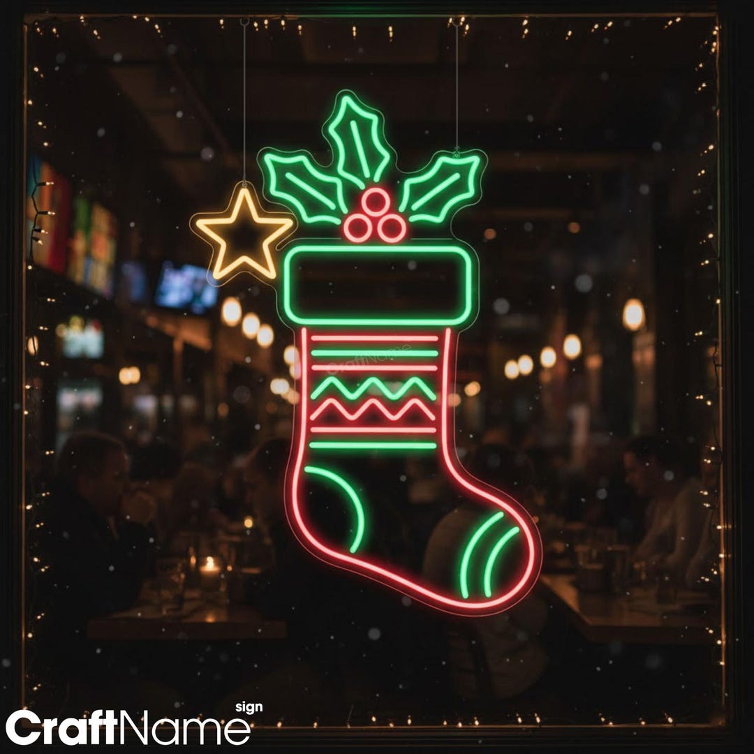 Stocking Neon Sign, Christmas LED Wall Light Art for Holiday Home Decor ...