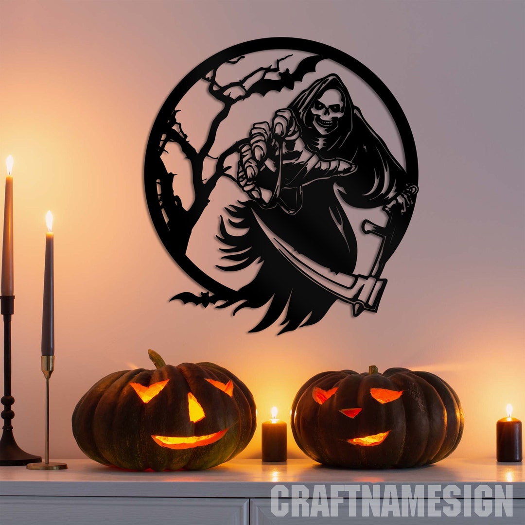 Ghostface Halloween Metal Wall Art With Led Lights, Gost Face Sign Home ...