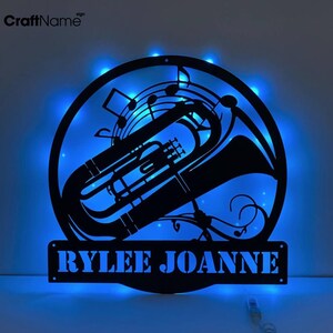 Custom Tuba Metal Wall Art LED Light, Personalized Tuba Musician Sign ...